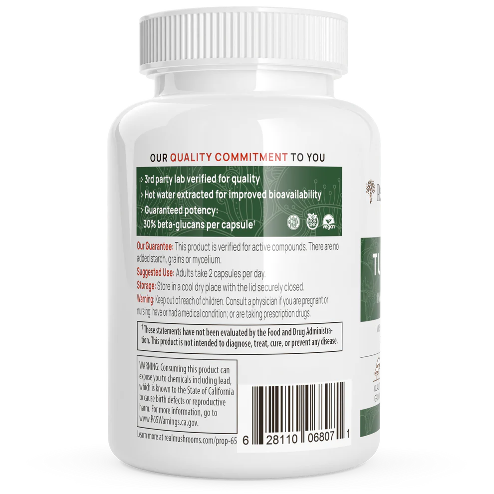 Turkey Tail Extract 200 Capsules | Real Mushrooms – Matakana Pharmacy