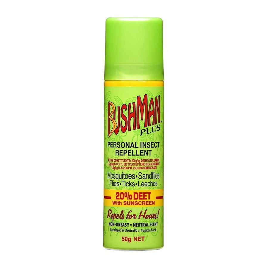 BUSHMAN Plus Aerosol 20% Deet 50g – Matakana Pharmacy