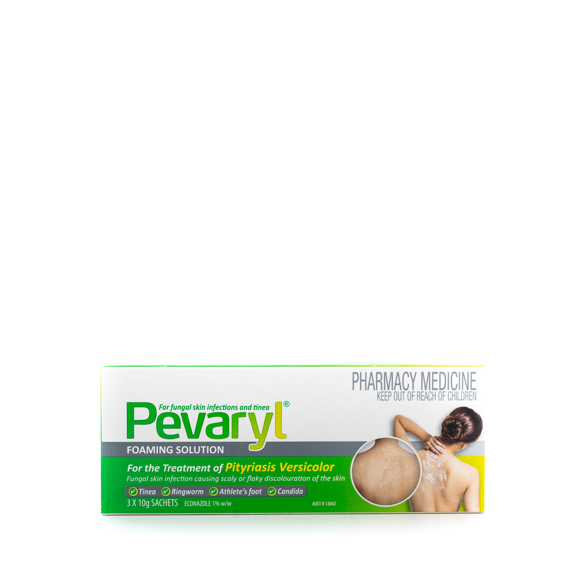 PEVARYL Foaming Solution 10g 1% 3Sachets – Matakana Pharmacy