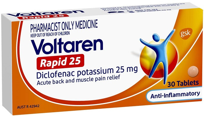 Voltaren Rapid Tabs 25mg 30 Pack – Matakana Pharmacy